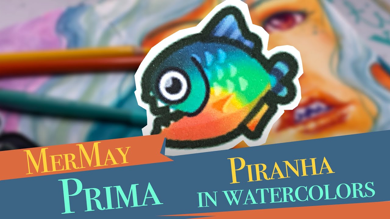 MerMay 02 | Animal Crossing | Piranha | Prima Watercolors - YouTube
