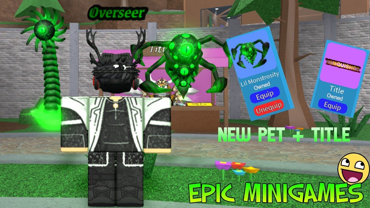 Obtaining and showcasing NEW PET AND TITLE in Epic Minigames! - YouTube