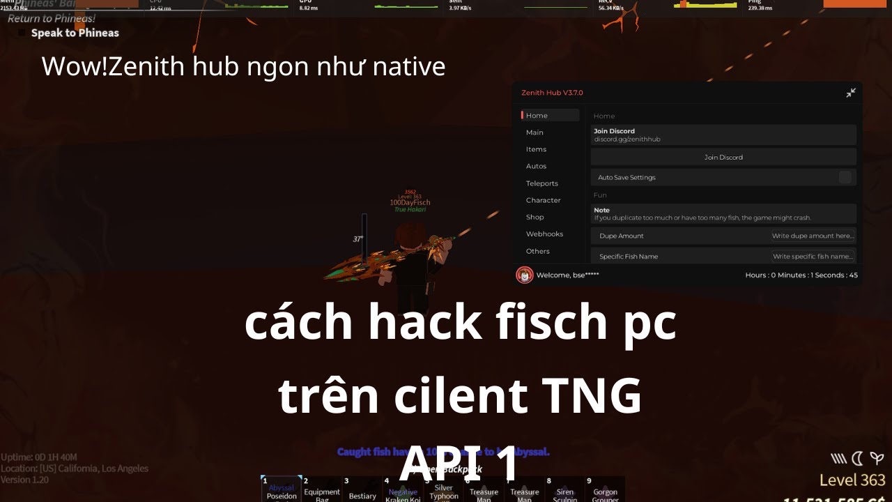 Cách hack fisch pc cho máy yếu siêu mượt trên cilent TNG API 1 [Zenith ...