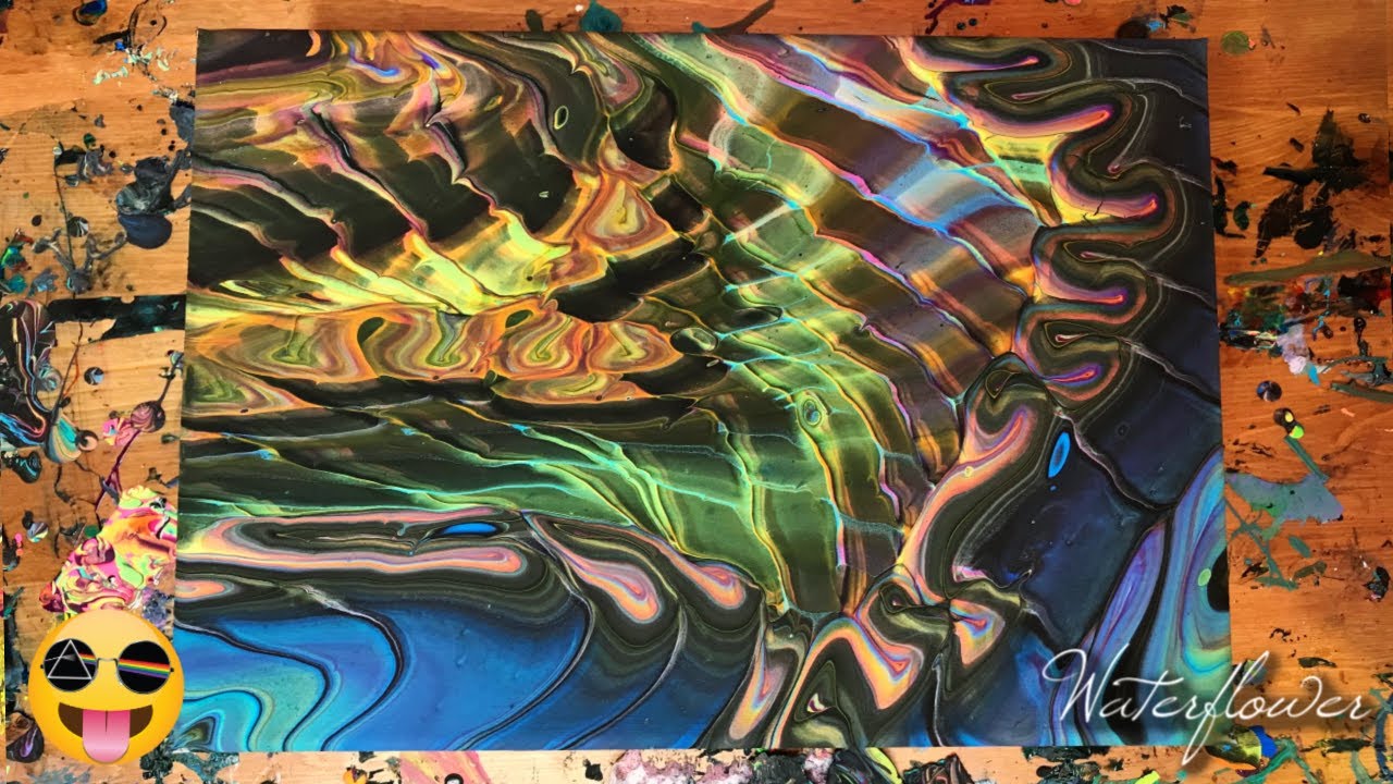 Rainbow Vaporwave Fluid Art | Acrylic Pouring - YouTube
