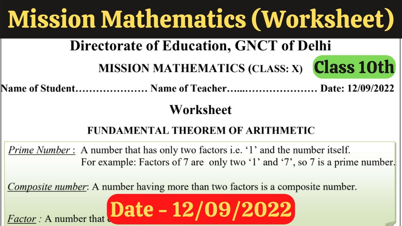 DOE Mission Mathematics - 12 SEP 2022 Monday | Fundamental Theorem of ...