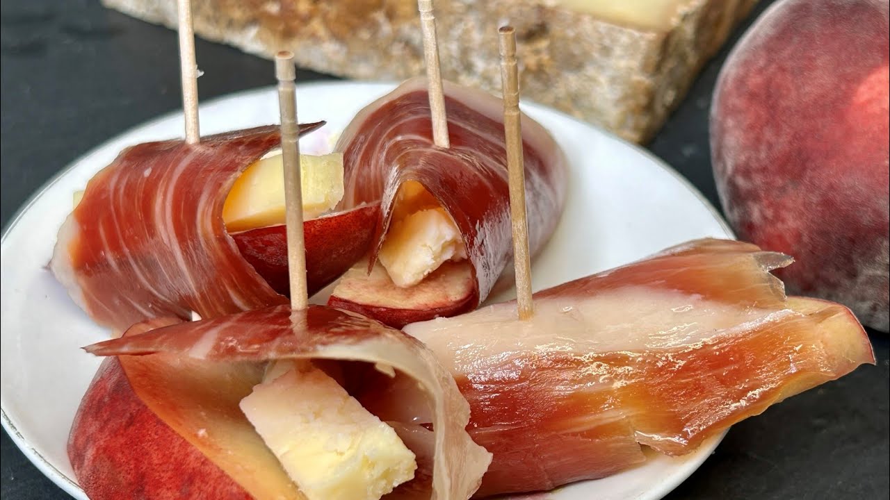 Summer Peaches, Jamon de Bellota Iberico, & Gamoneu Cheese | Quick ...
