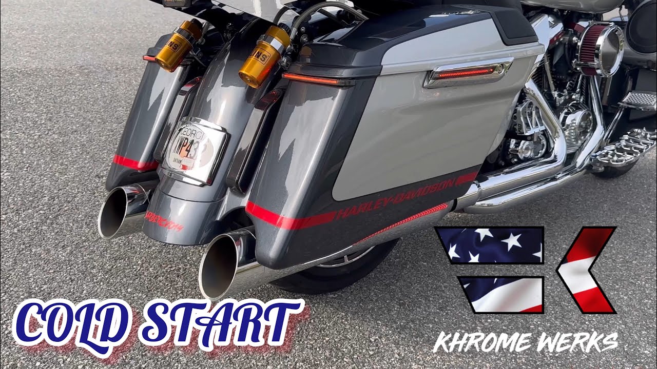 COLD START WITH KHROME WERKS EXHAUST / 2019 STRE ET GLIDE CVO / WALK ...