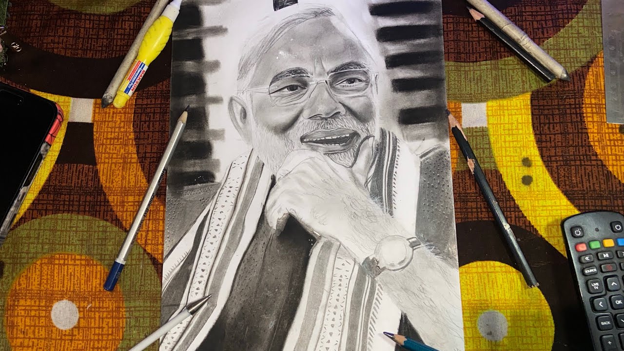 DRAWING PM NARENDRA MODI JI🙏 (timelapse)💞 - YouTube