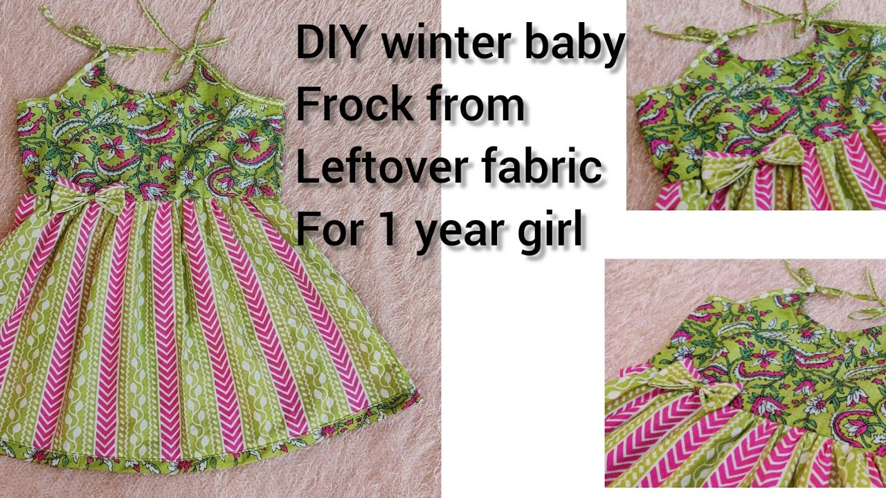 DIY winter baby frock from leftover fabric// latest baby frock designs ...