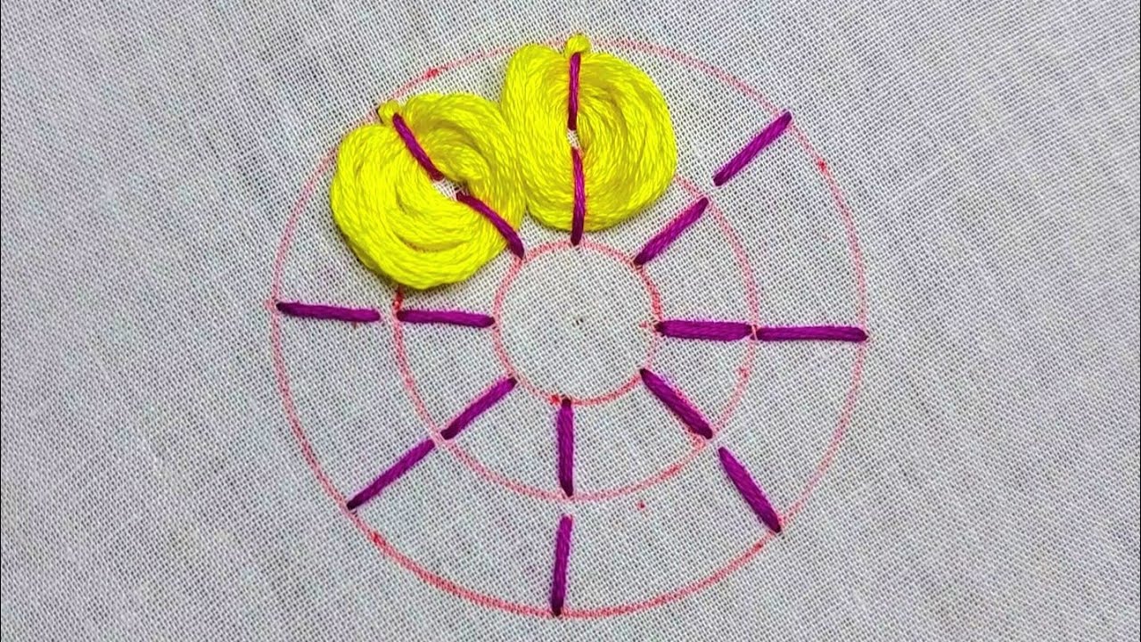 Beautiful Circle Flower Hand Embroidery. Circle Floral Hand Embroidery ...