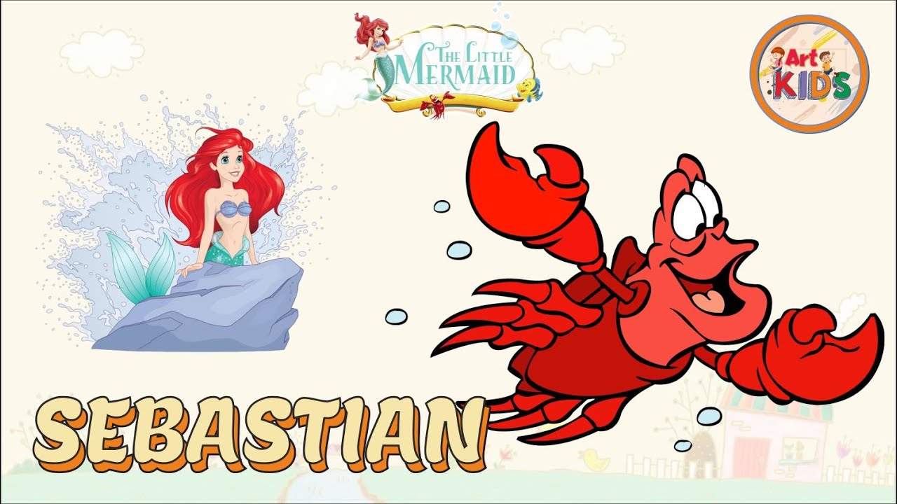 How To Draw SEBASTIAN FROM THE LITTLE MERMAID EASY 🦀 - YouTube