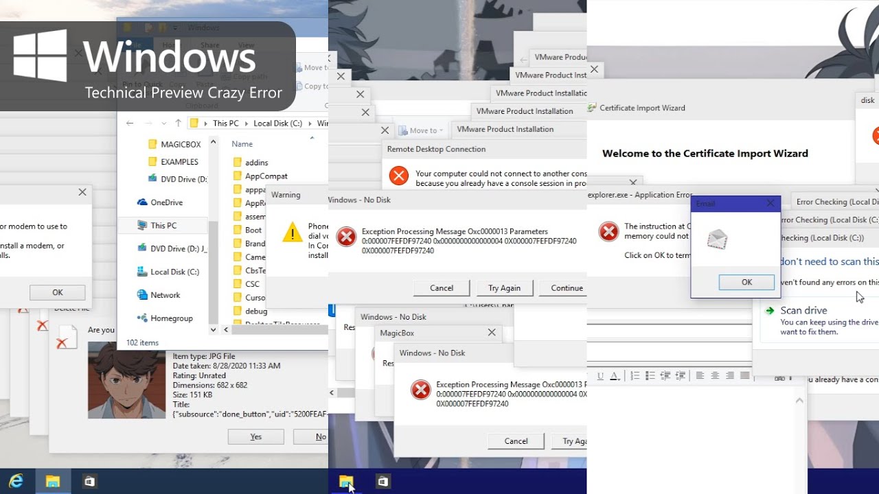 Windows 10 Technical Preview Build 9926 Crazy Error | 1080p60 - YouTube