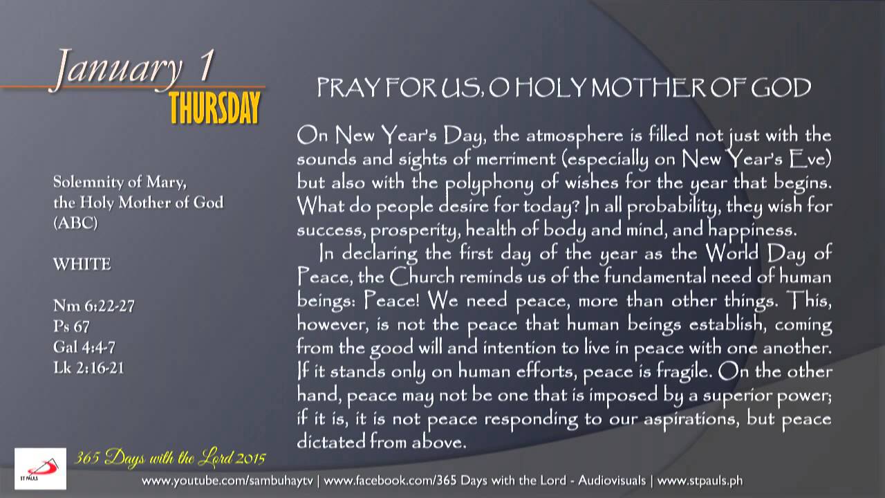 365 Days with the Lord | January 1 | Solemnity of Mary, the Holy Mother ...