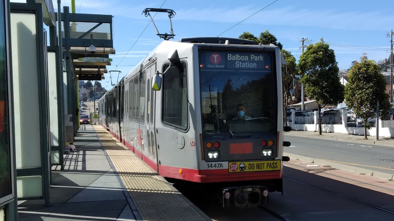 SF Muni 1997 Breda LRV2 1447 on Route KT Ingleside/Third Street - 2-Car ...