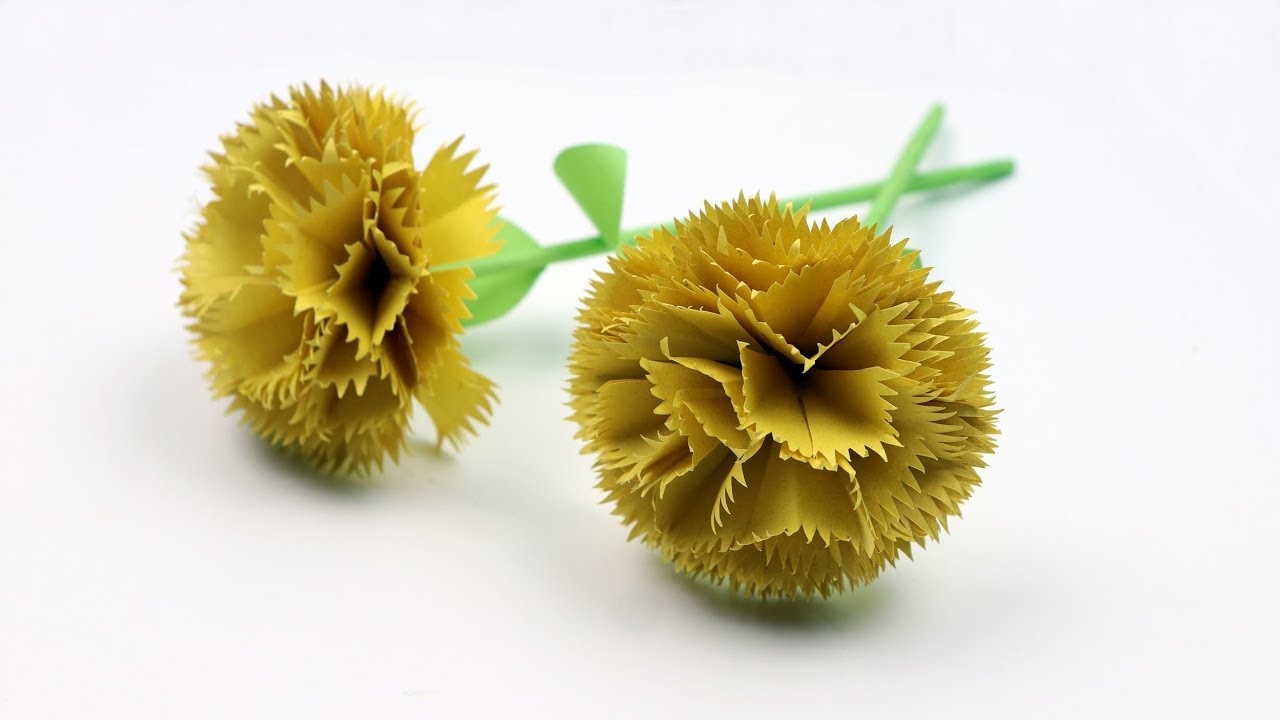 DIY Carnation Flowers | Origami Paper Craft for Carnation Flowers - YouTube