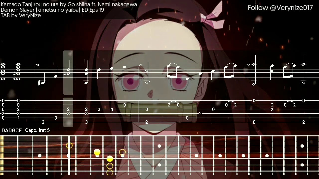 [TAB/TUTORIAL] Kamado tanjirou no uta - Demon slayer Ep 19 - TAB - YouTube