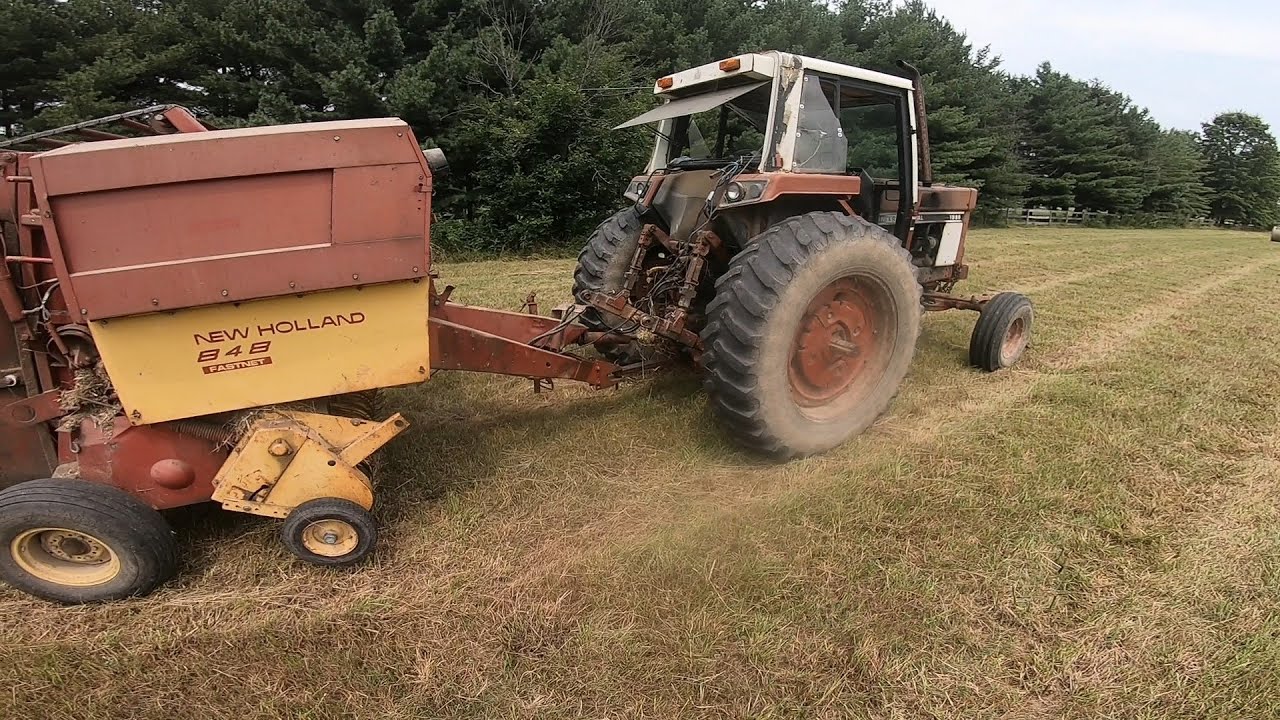 Rolling Hay Without a Wind Guard - YouTube