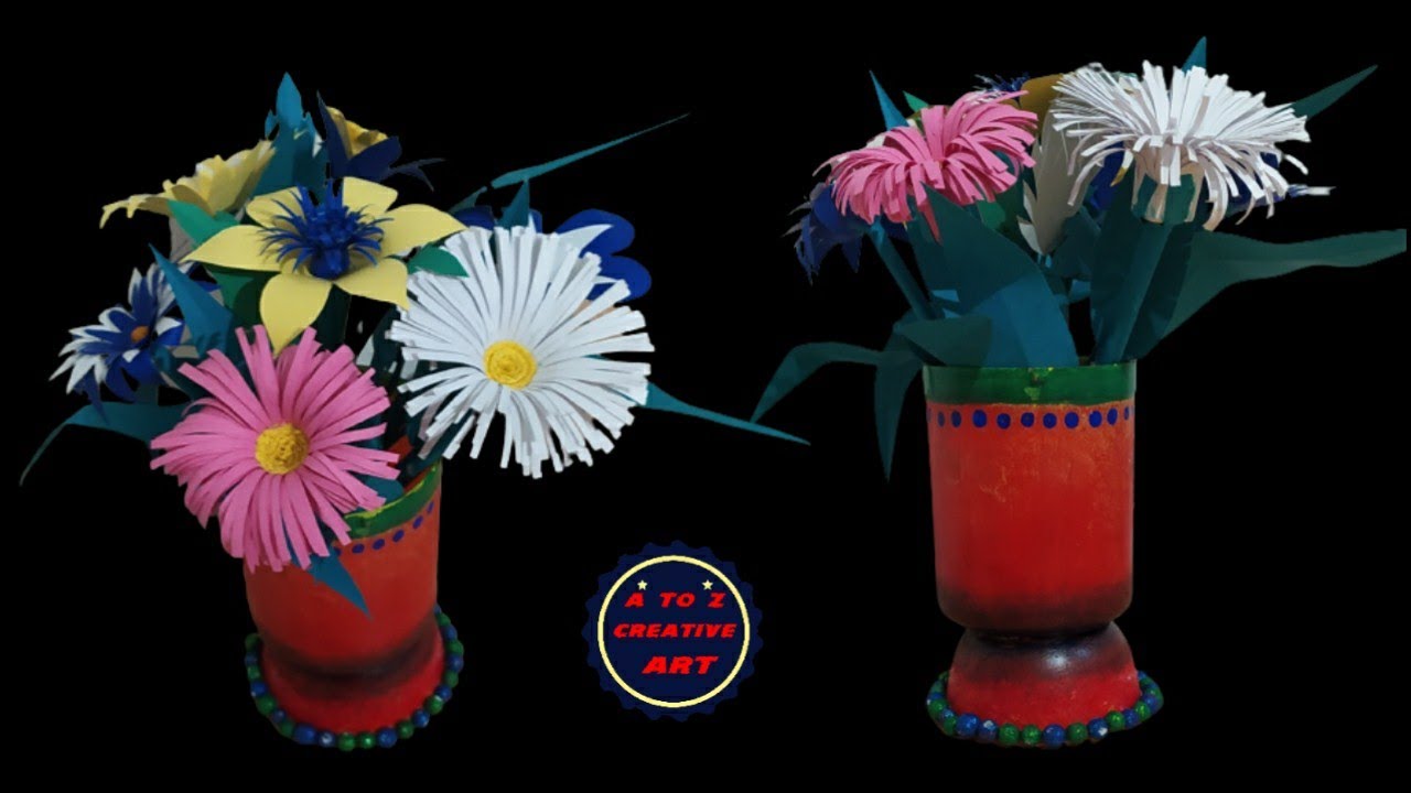 How To Make A Flower Pot With Weast Material At Home / Beautiful Flower ...