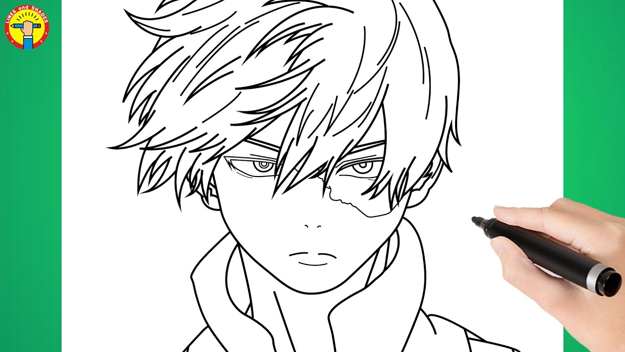 how to draw shoto todoroki step by step - YouTube