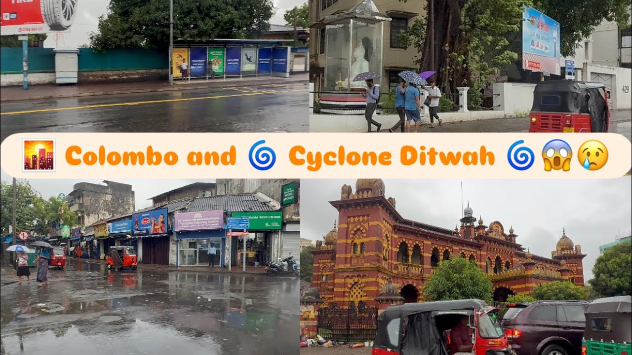 Colombo Rain & Stormy Weather 🇱🇰 | Real Roadside City Scenes | Cyclone ...