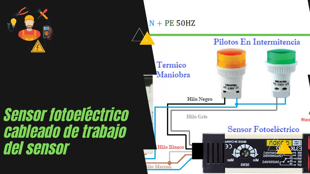 Sensor fotoeléctrico cableado de trabajo del sensor - YouTube