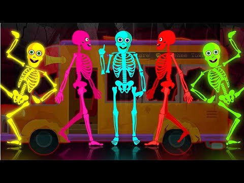 Five Skeletons Riding On A Bus Song | Spooky Scary Rhymes By Kids Shows ...