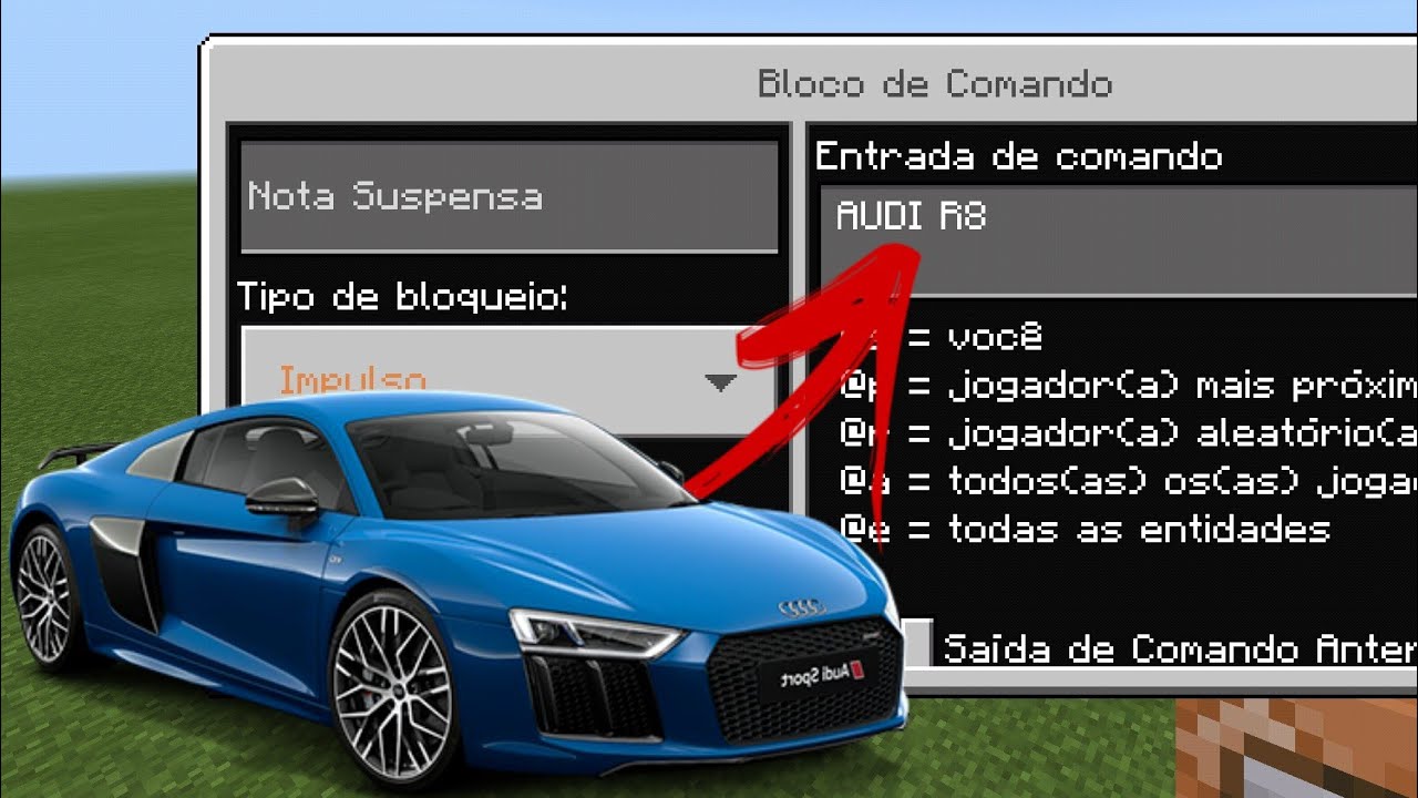 COMANDO DO AUDI R8 NO MINECRAFT PE (COMMAND BLOCK) bugatti bolide ...