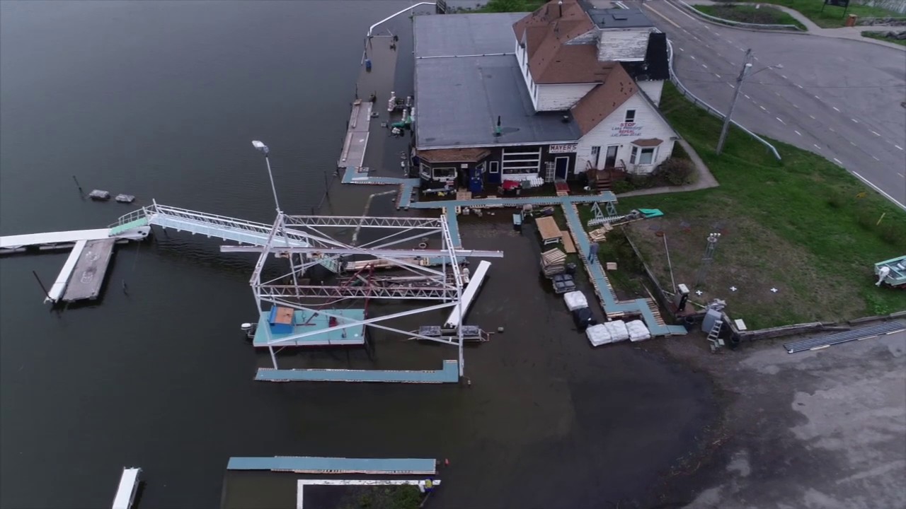 Drone footage of flooding along Lake Ontario in Webster N.Y. - YouTube