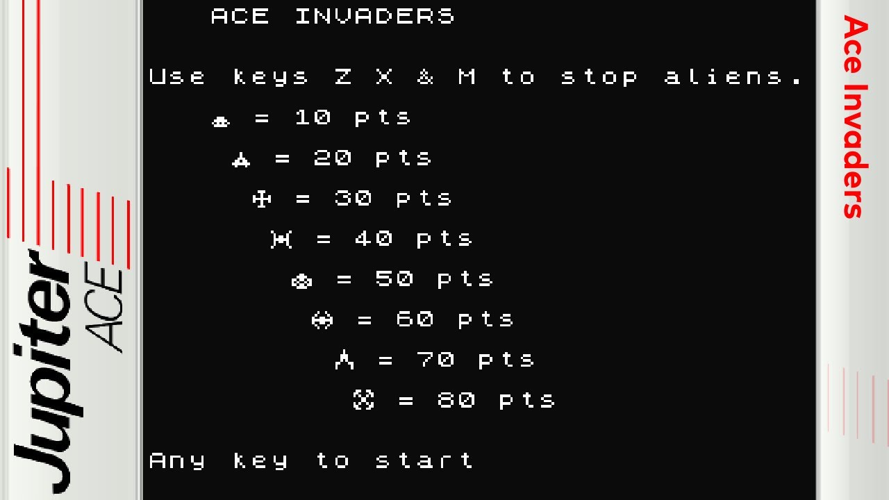 Ace Invaders - Jupiter Ace [Longplay] - YouTube