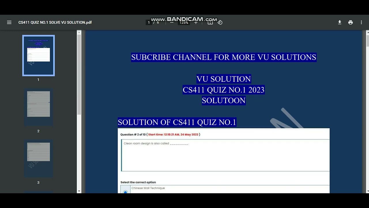 Cs411 Quiz 1 Solution 2023 Cs411 Quiz 1 Solution Spring 2023 Youtube