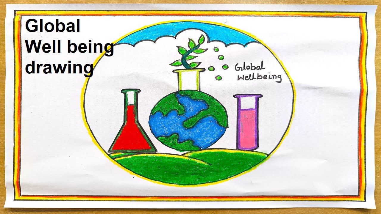 global well being drawing in easy steps | science drawing academy - YouTube