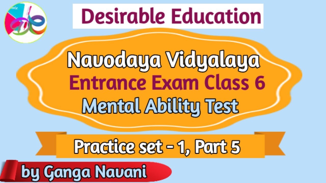 Navodaya Vidyalaya Entrance Exam Class 6 Practice Set 1, Mental Ability ...