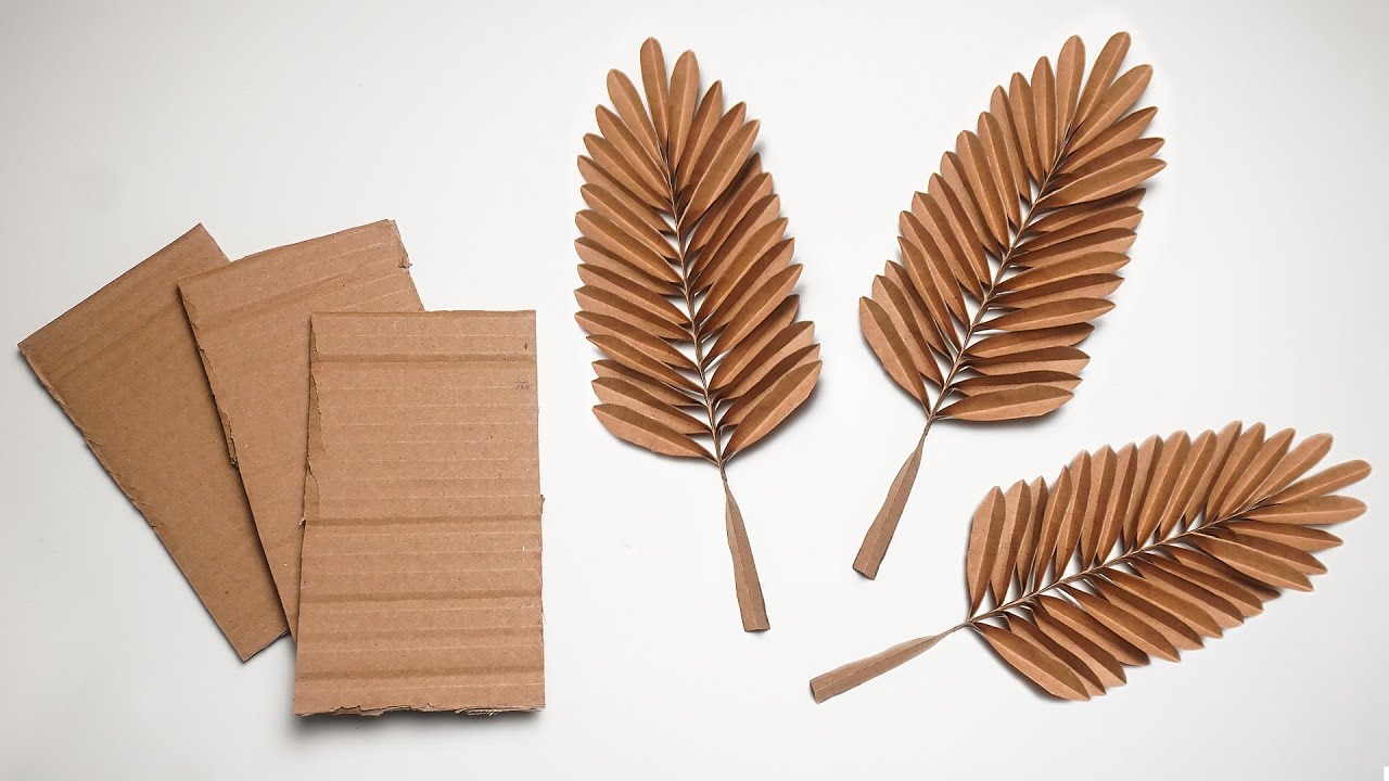 DIY Realistic Cardboard Leaves 🌿 Beautiful Home Decor Ideas - YouTube