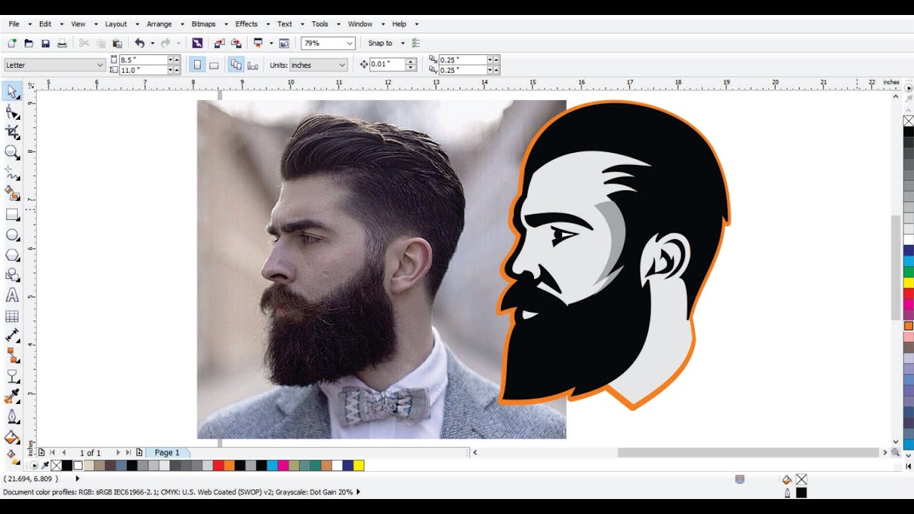 BEARD FACE VECTOR - DESIGN PROCESS - CORELDRAW - AHSAN SABRI - YouTube