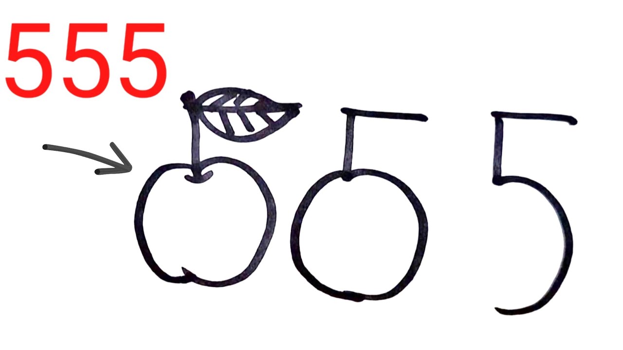 วาดผลไม้ จากเลข555 / Fruit Drawing from number 555 / Easy drawing /วาด ...