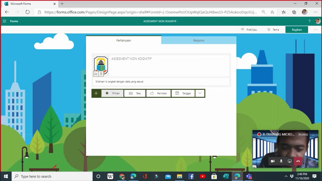 TUTORIAL PEMBUATAN FORMULIR/ANGKET DENGAN MICROSOFT FORM PART 1 #SERI ...