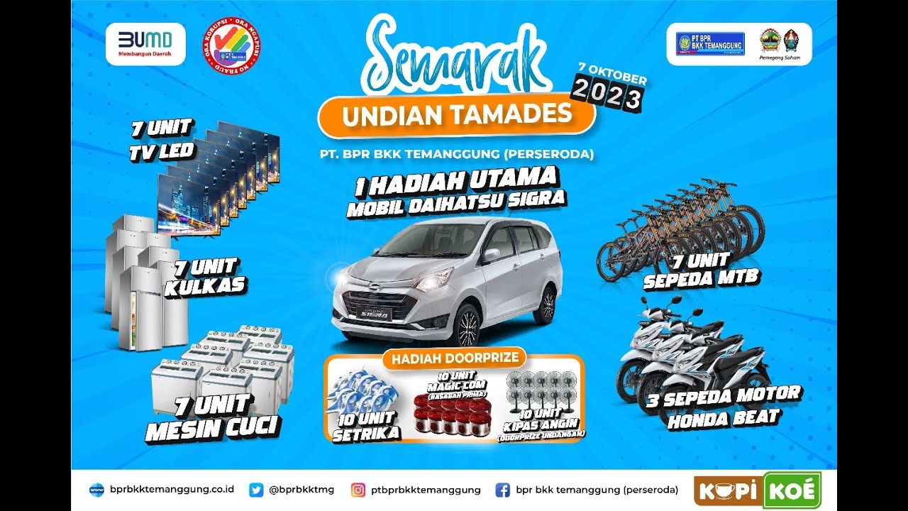 Semarak Undian Tamades 2023 PT. BPR BKK TEMANGGUNG - YouTube