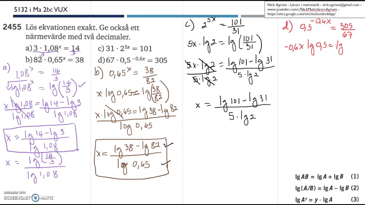 Matematik 5000 Ma 2c Kapitel 2 Exponentialfunktioner och logaritmer ...