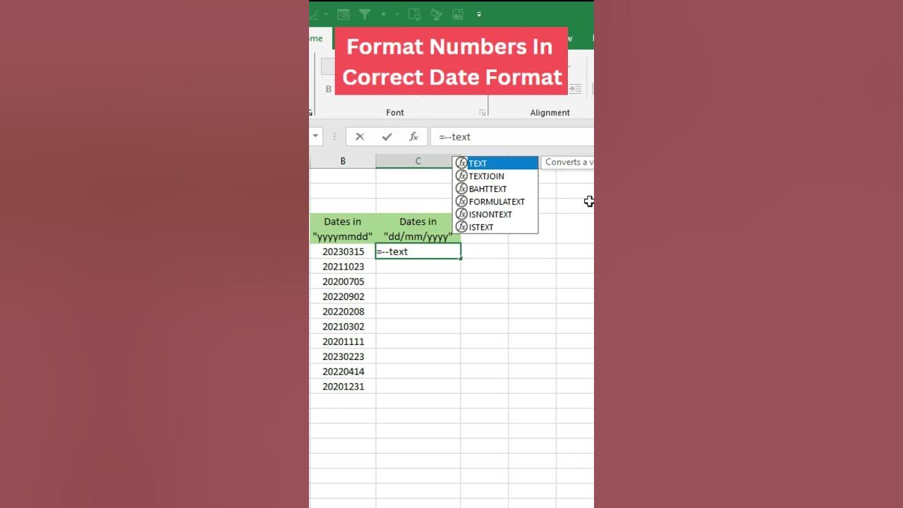Format Numbers In Correct Date format in Excel #exceltips - YouTube