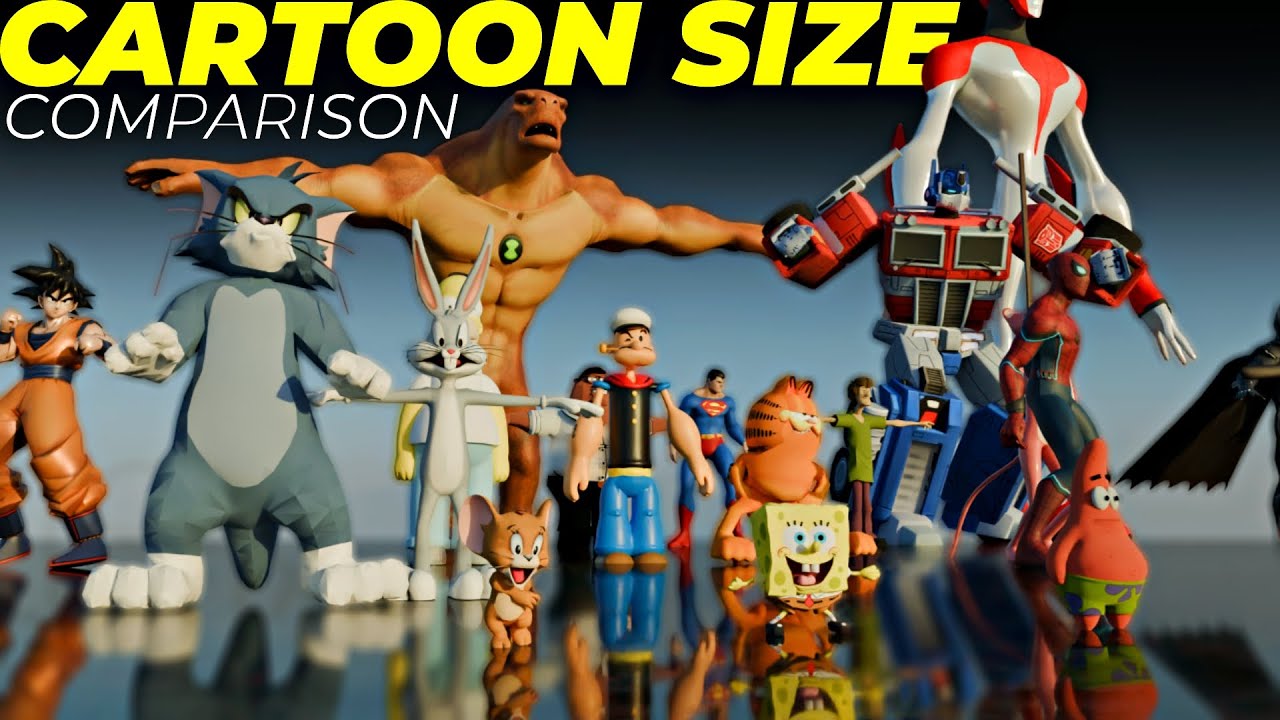 Cartoon Character Size Comparison 3D | Animated Characters Ranked by ...