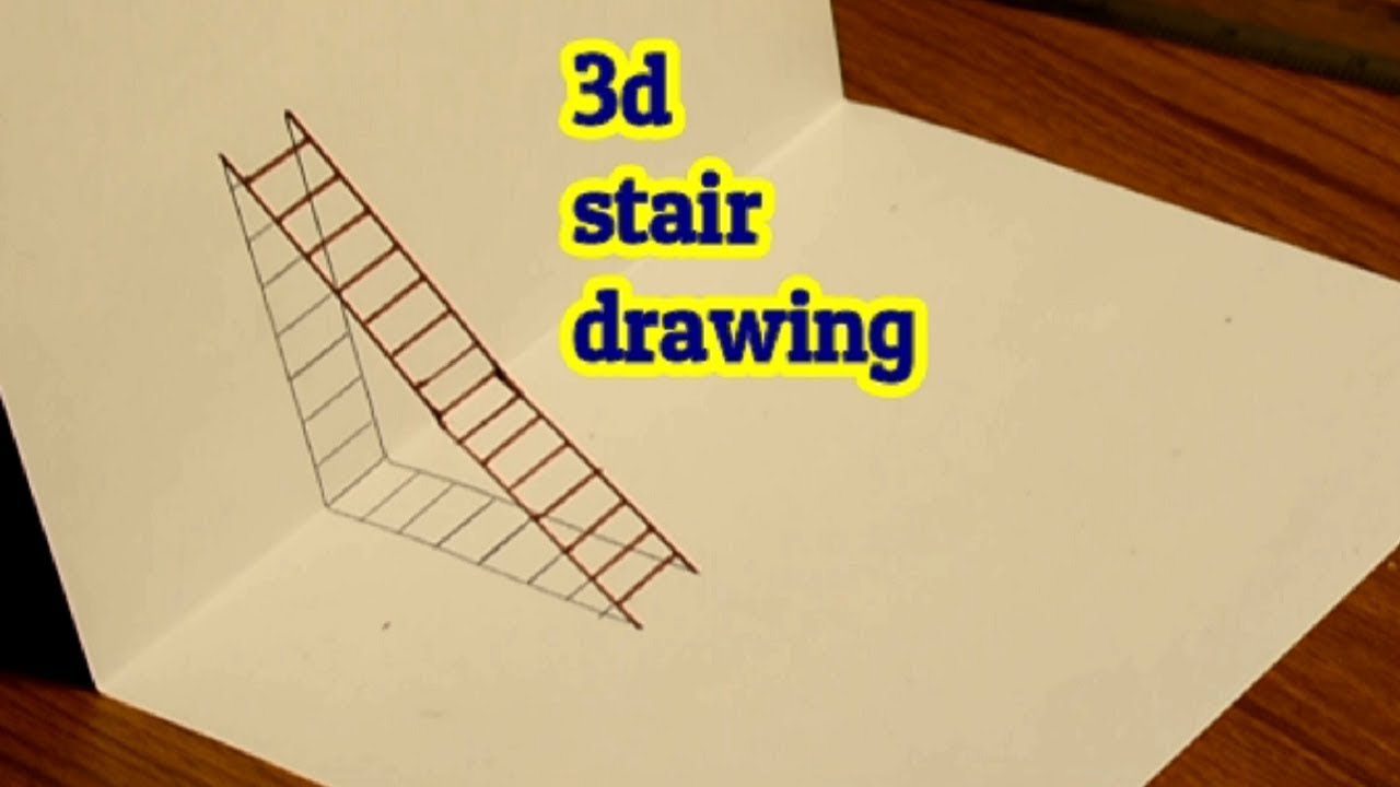 How to draw 3d stair on paper very awesome tricks - YouTube