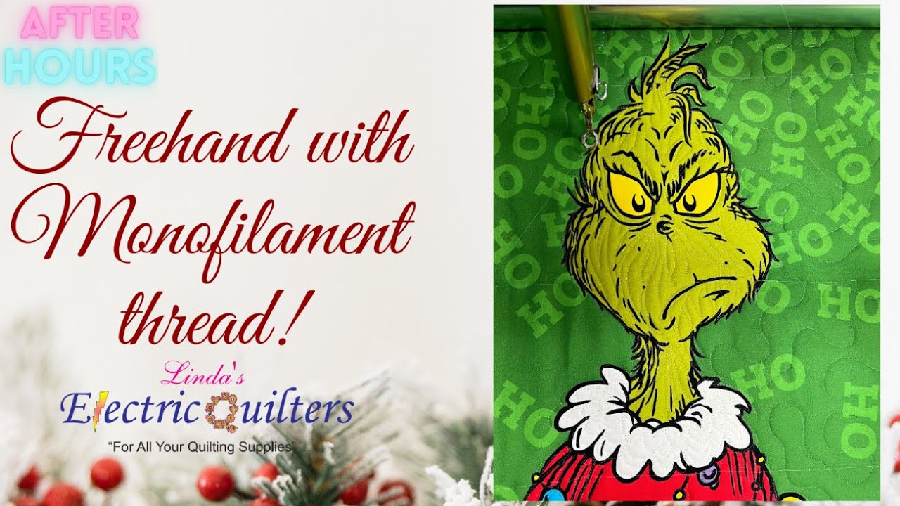 Freehand Quilting with Clear Thread! - Grinch Quilt - YouTube