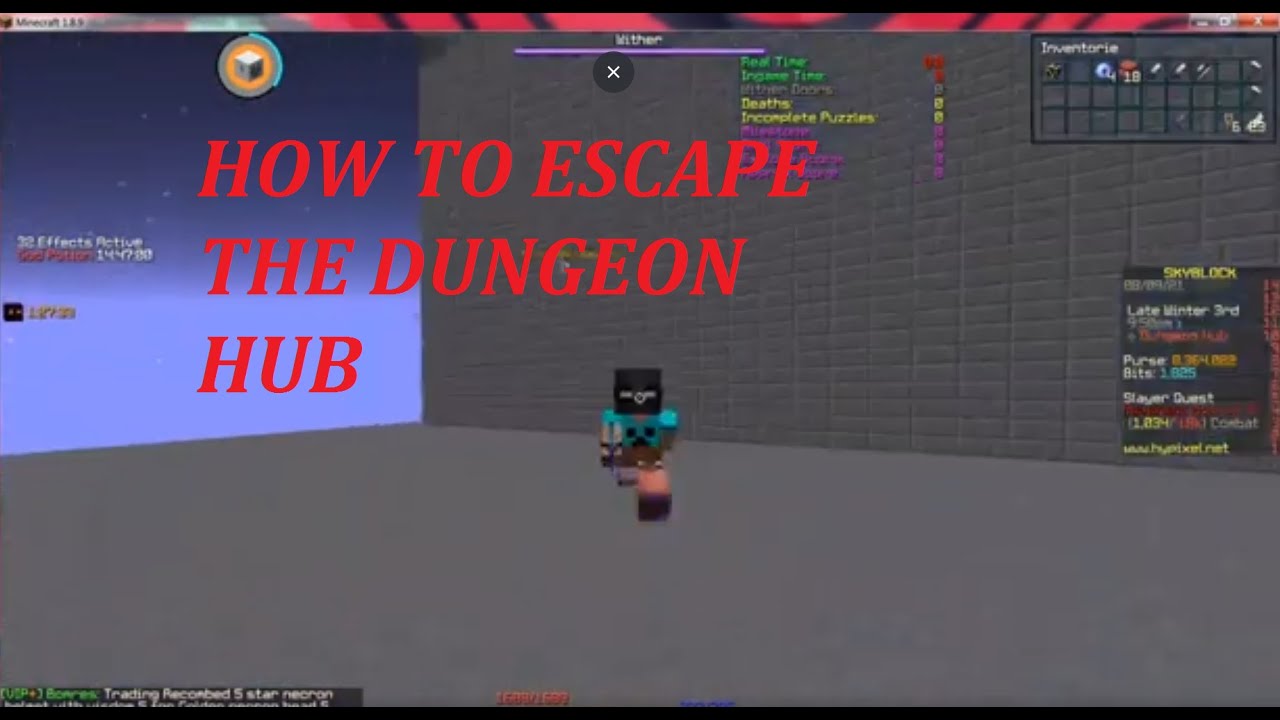 Hypixel Skyblock: How to Escape the Dungeon Hub - YouTube