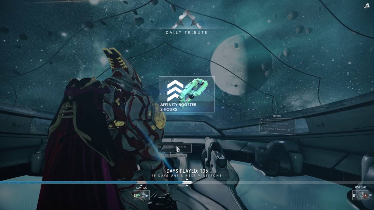 Warframe Day 105 Reward Affinity Booster - YouTube