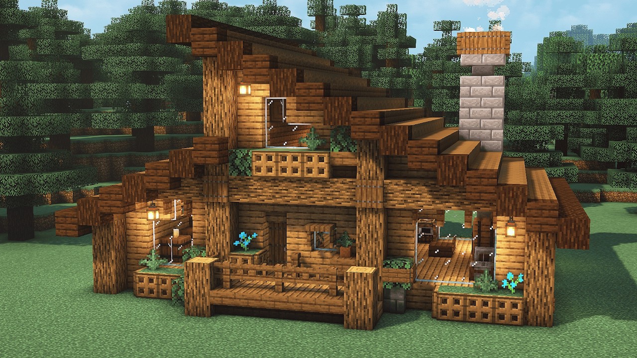 Minecraft: How To Build A Simple Log Cabin | Log House Tutorial - YouTube
