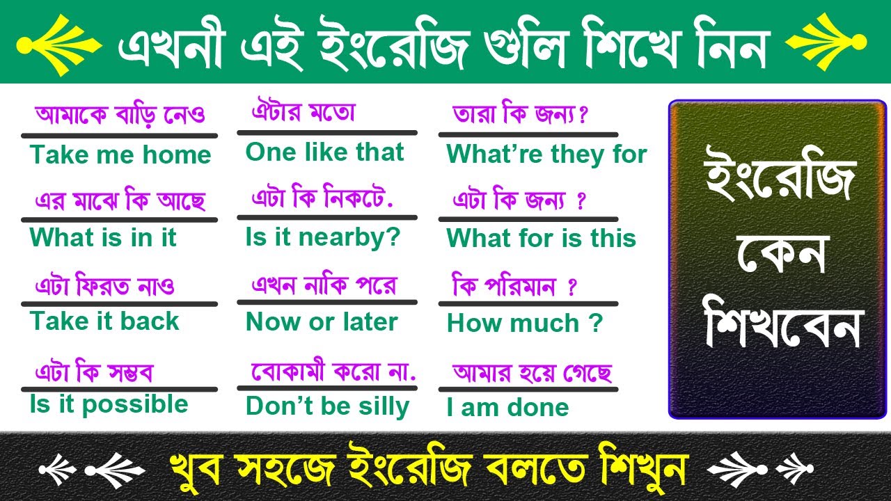 Daily Learn importance English - Class#01 Level - Basic English ...