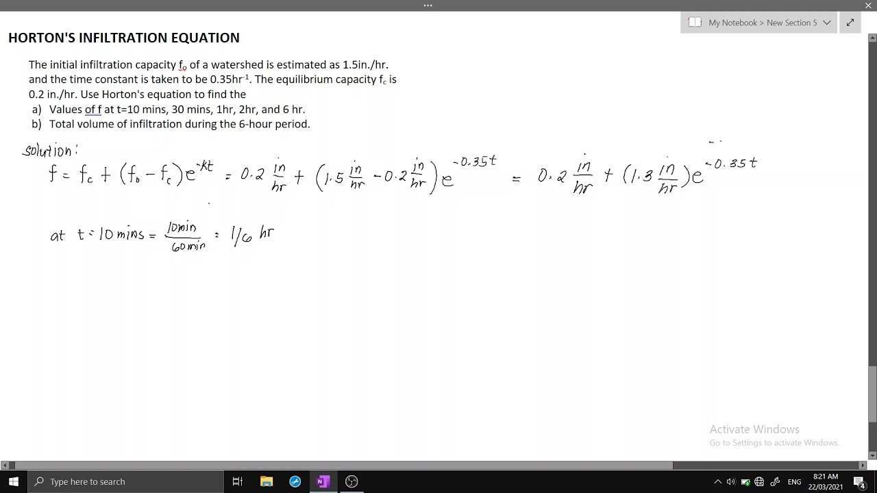 HORTON INFILTRATION EQUATION (Part A) - YouTube