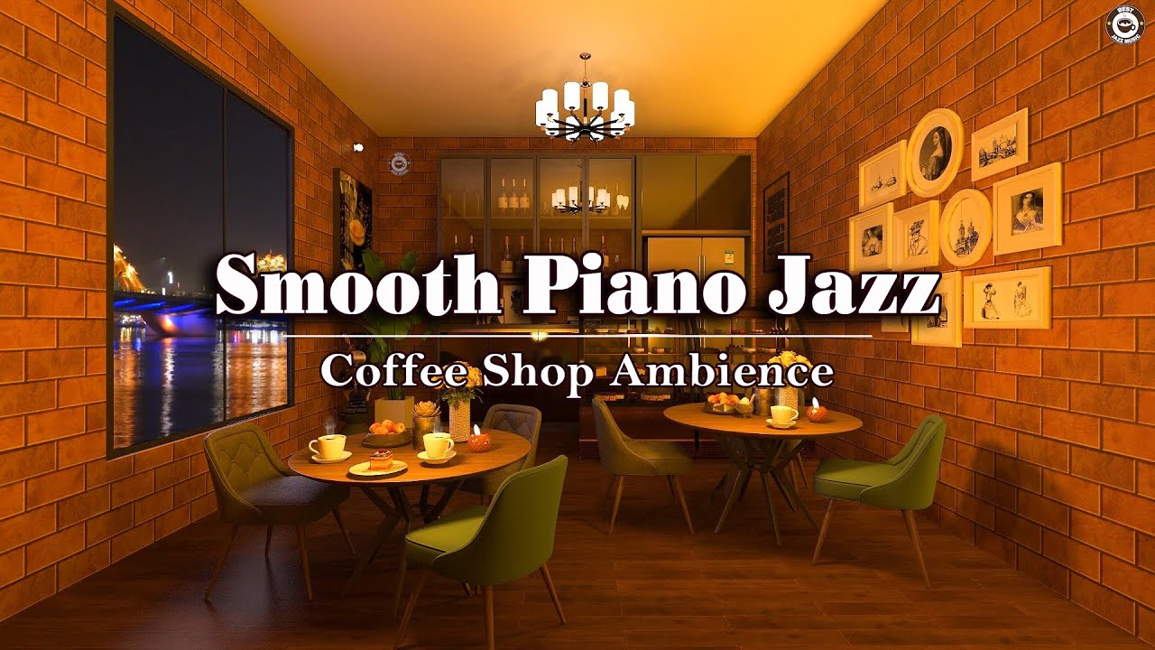 Smooth Piano Jazz Music & Beautiful Lakeside Scenery In 4K Coffee Shop ...