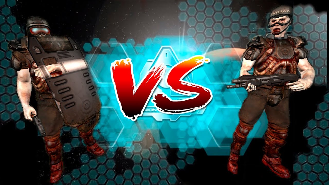 Riot Shield Trooper vs Shotgunner - DOOM 3 Monster Infighting - YouTube