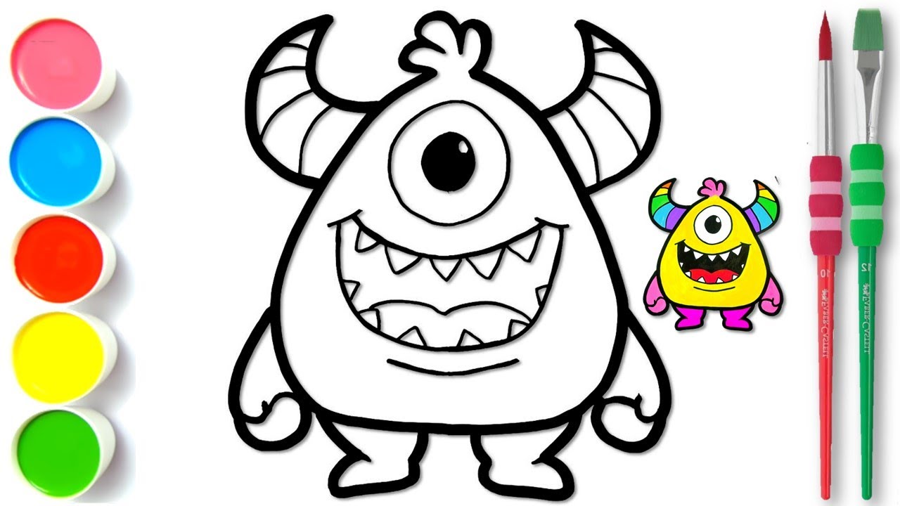 Easy Drawing a Cute Monster | Painting, Drawing, Coloring Tips for ...