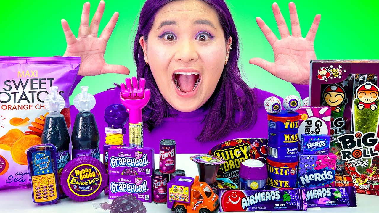 EATING ONLY PURPLE FOOD CHALLENGE IN 24 HOURS | ASMR MUKBANG BY SWEEDEE ...