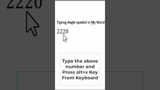 Angle Symbol In Word Shortcut Key