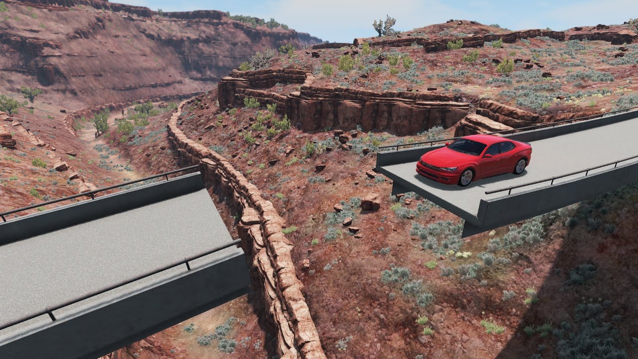 Cars vs Unfinished Bridge | BeamNG Drive - YouTube
