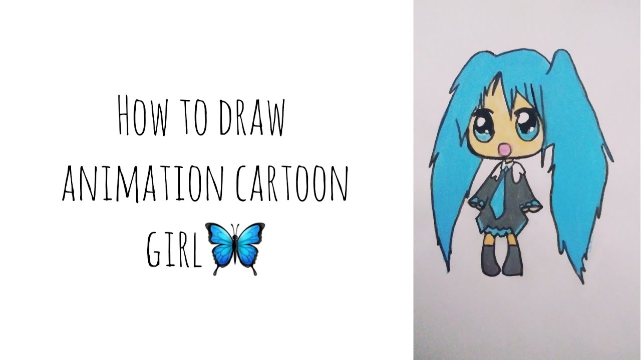 how to draw animation cartoon girl 👧 - YouTube